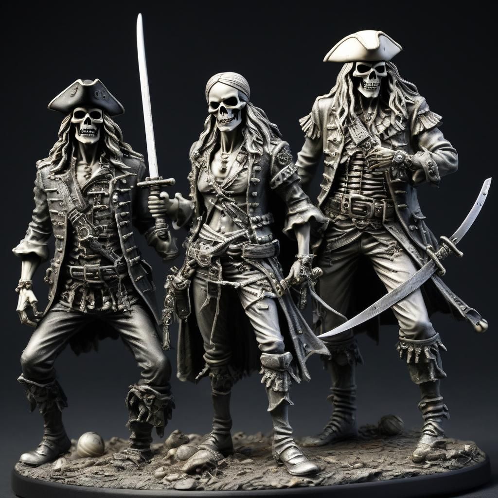 Heavy metal inspired, Ivory miniature figurines of pirates and Eddy ...