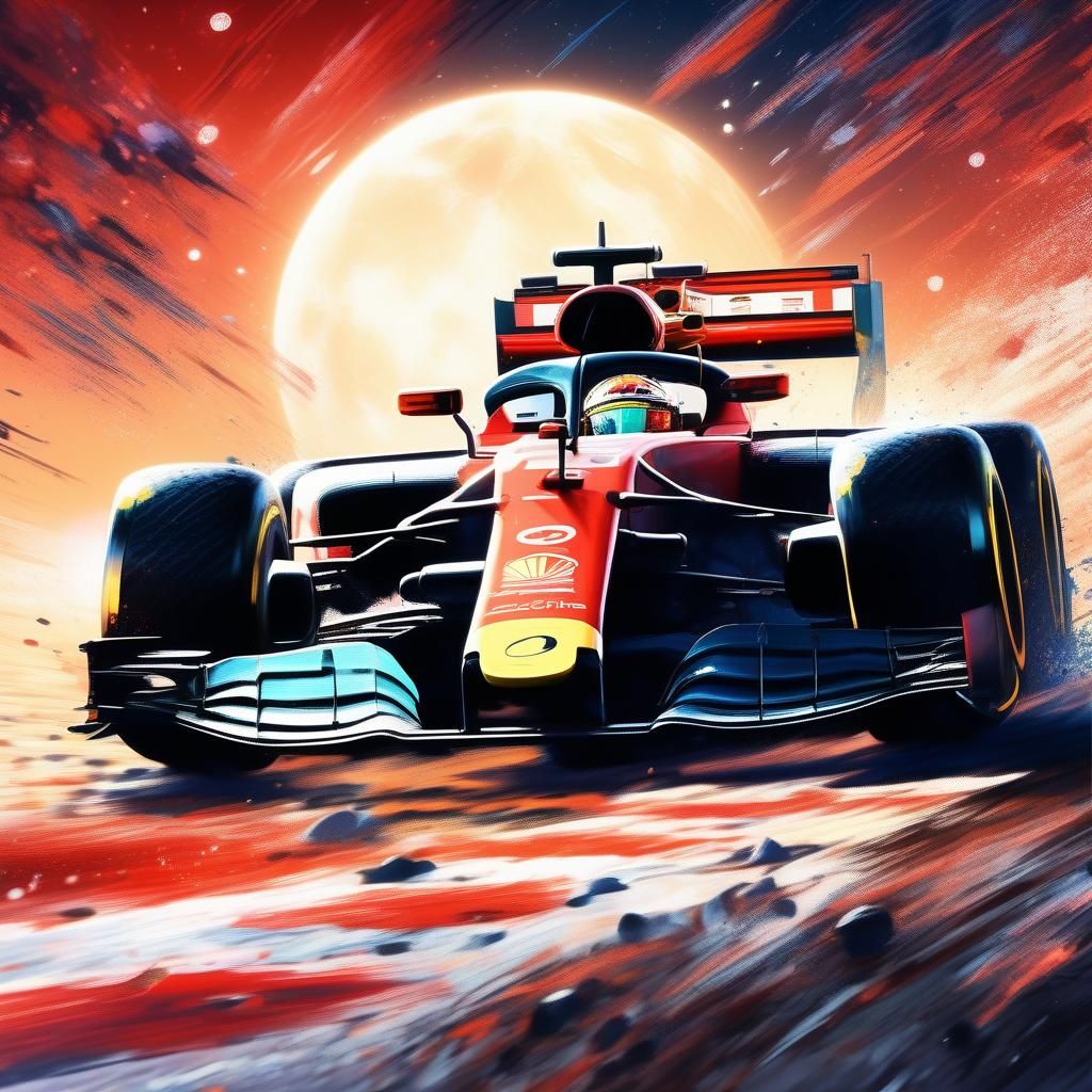 Formula 1 race on the moon - AI Generated Artwork - NightCafe Creator