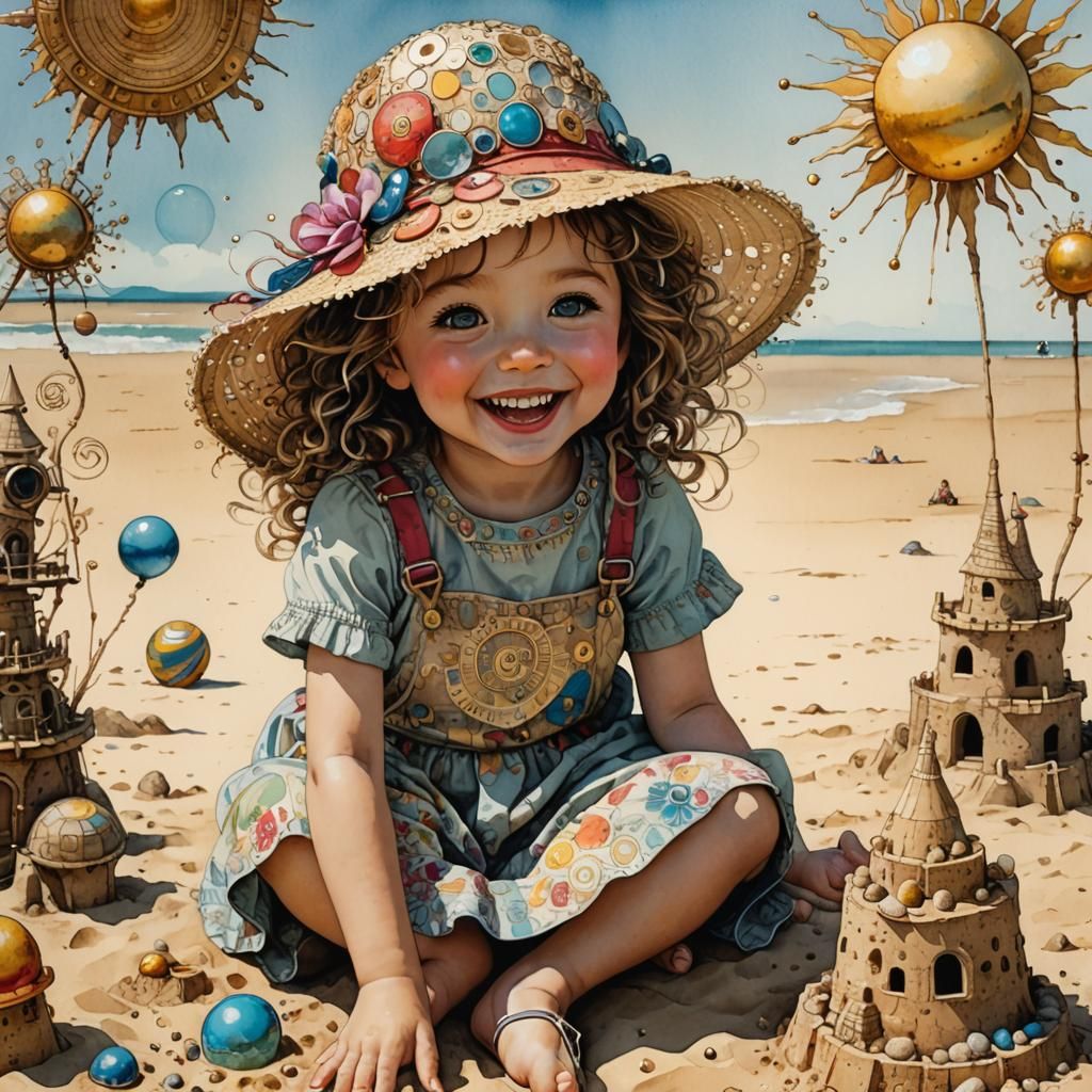 Little Girl on the Beach - AI Generated Artwork - NightCafe Creator