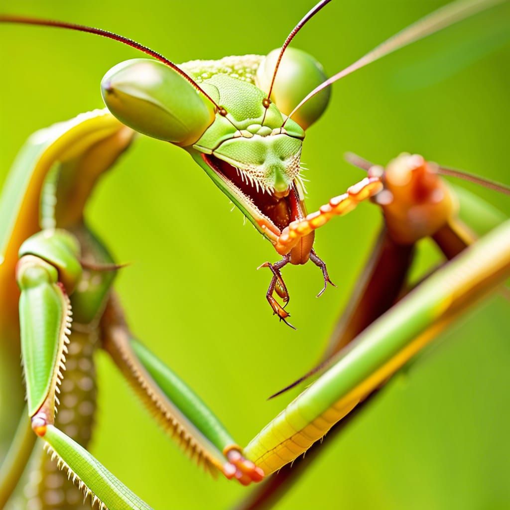 Close up of a praying mantis fighting - AI Generated Artwork ...