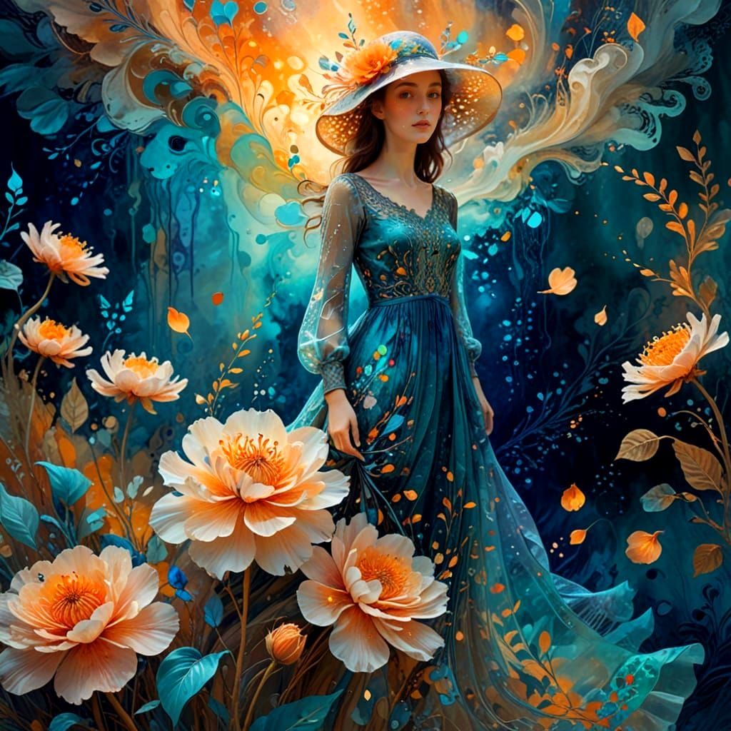 A riot of colors💙 - Ethereal Goddess in Vibrant Surreal Lan...