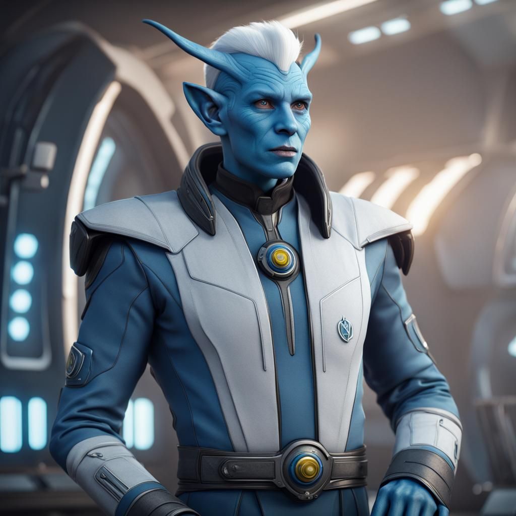 Andorian in Starfleet Uniform: Fantasy Concept Art - AI Art