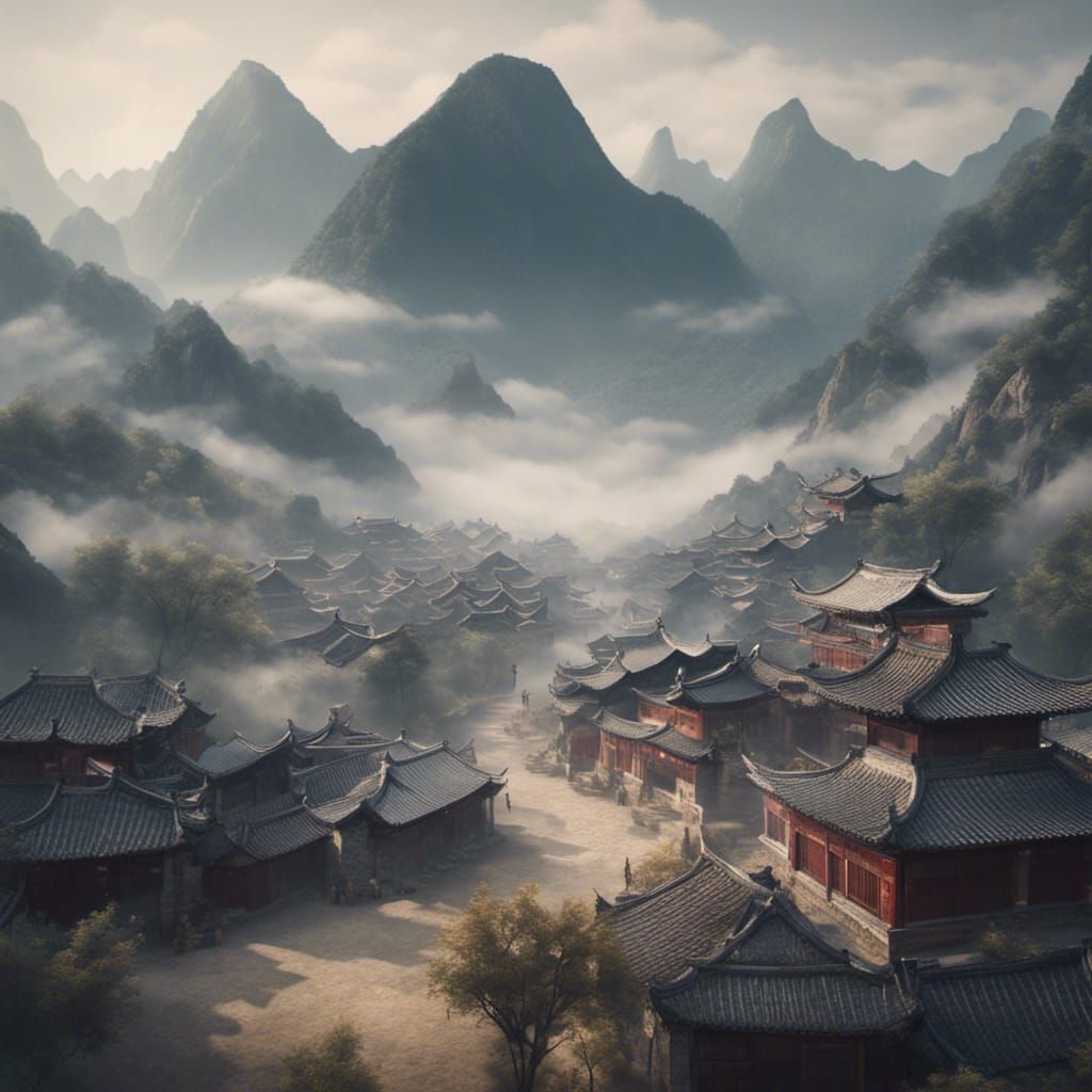 Ancient china mountainous village - AI Generated Artwork - NightCafe ...