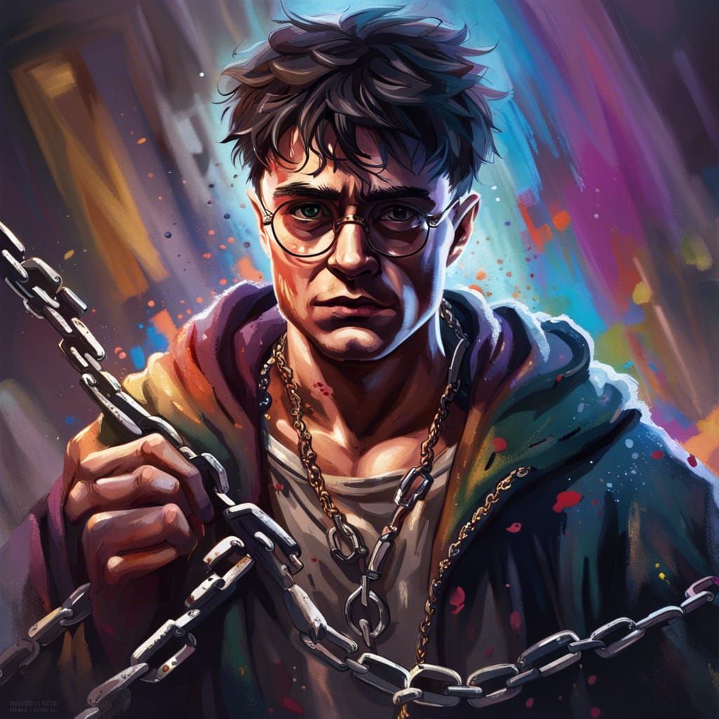 Thug Ripped Harry Potter Holding a Chain as a Weapon looking Menacingly ...