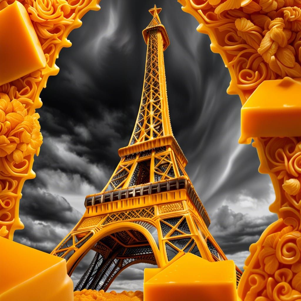 Cheddar Eiffel Tower - AI Generated Artwork - NightCafe Creator