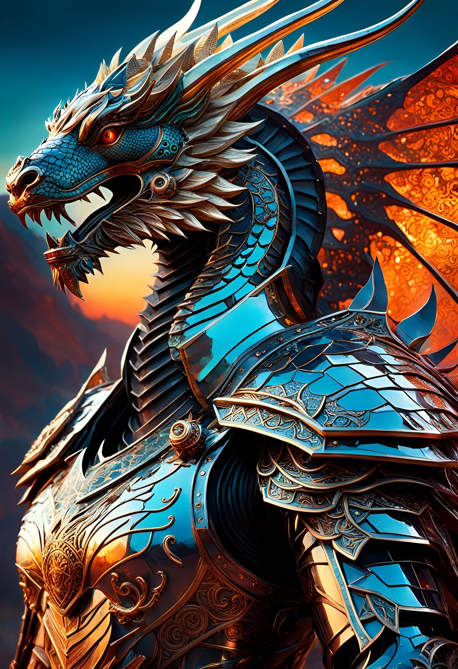 Mythical Dragon Warrior - AI Generated Artwork - NightCafe Creator