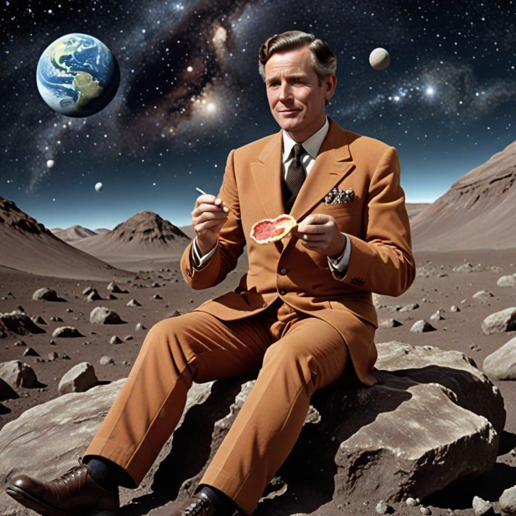 A Dapper Gentleman Dines on a Toenail Treat in the... - AI Art