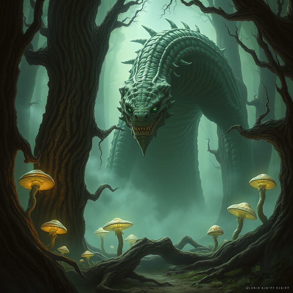 Giant cryptid in magical forest - Mystical Forest Cryptid in...