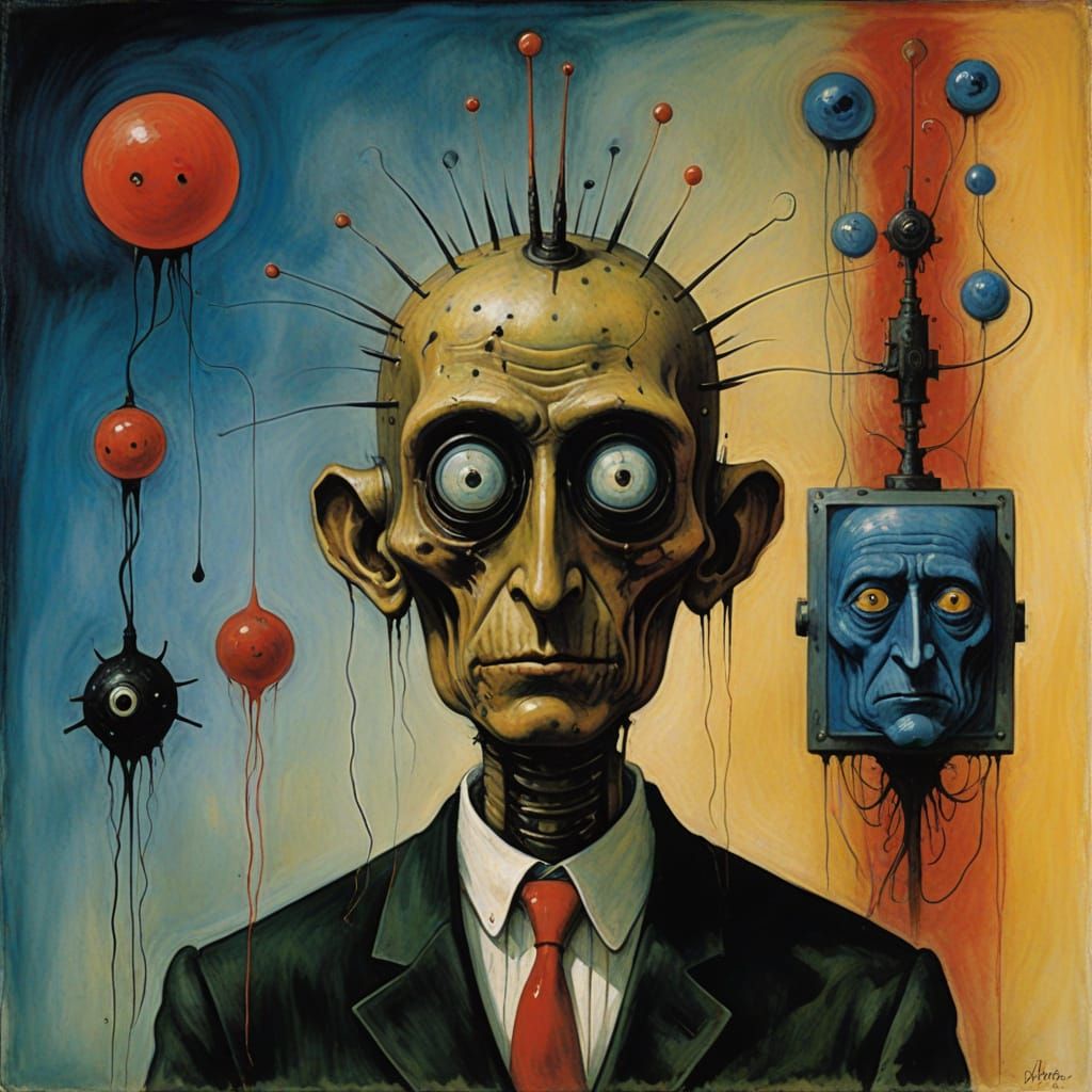 Ethereal Robot Portrait in Impressionist Gouache S... - AI Art