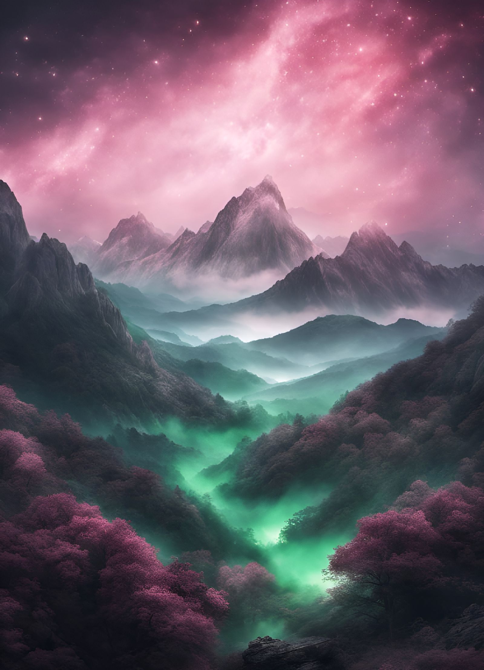 Mysterious Valley in Mist - AI Generated Artwork - NightCafe Creator