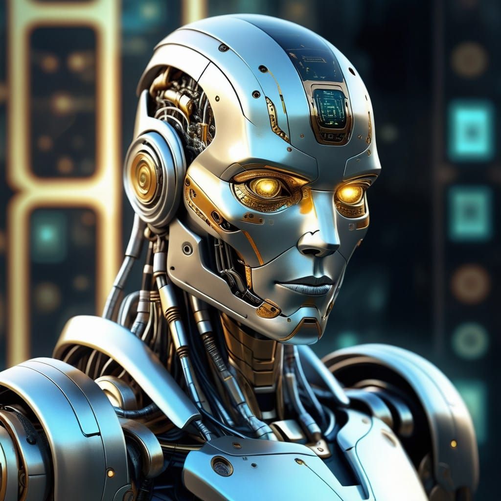 android - Cyborg Android in Hyper-Detailed Sci-Fi Portrait