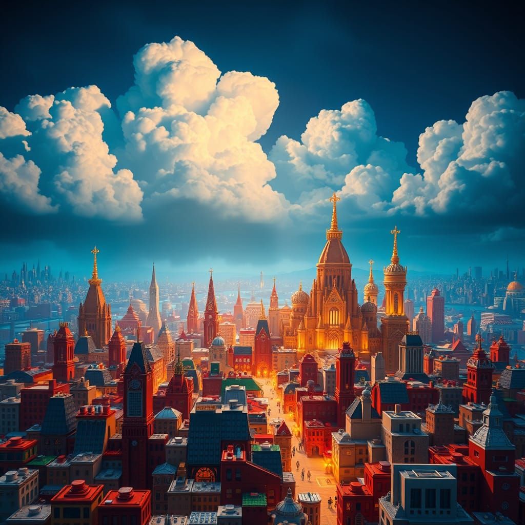 Lego city 2 - Luminous Lego Metropolis at Dusk