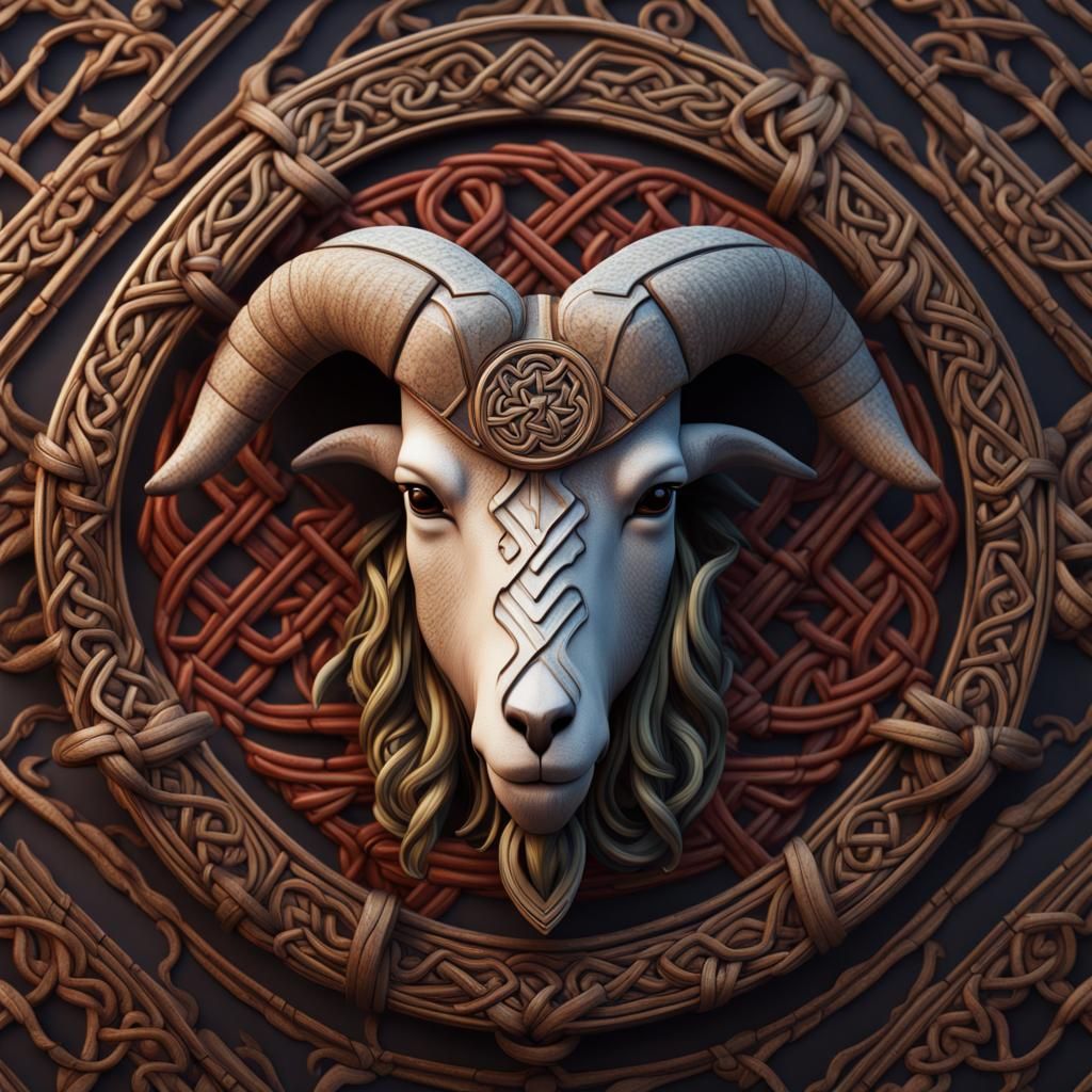 A Viking knot in the pattern of a goats head - AI Generated Artwork ...
