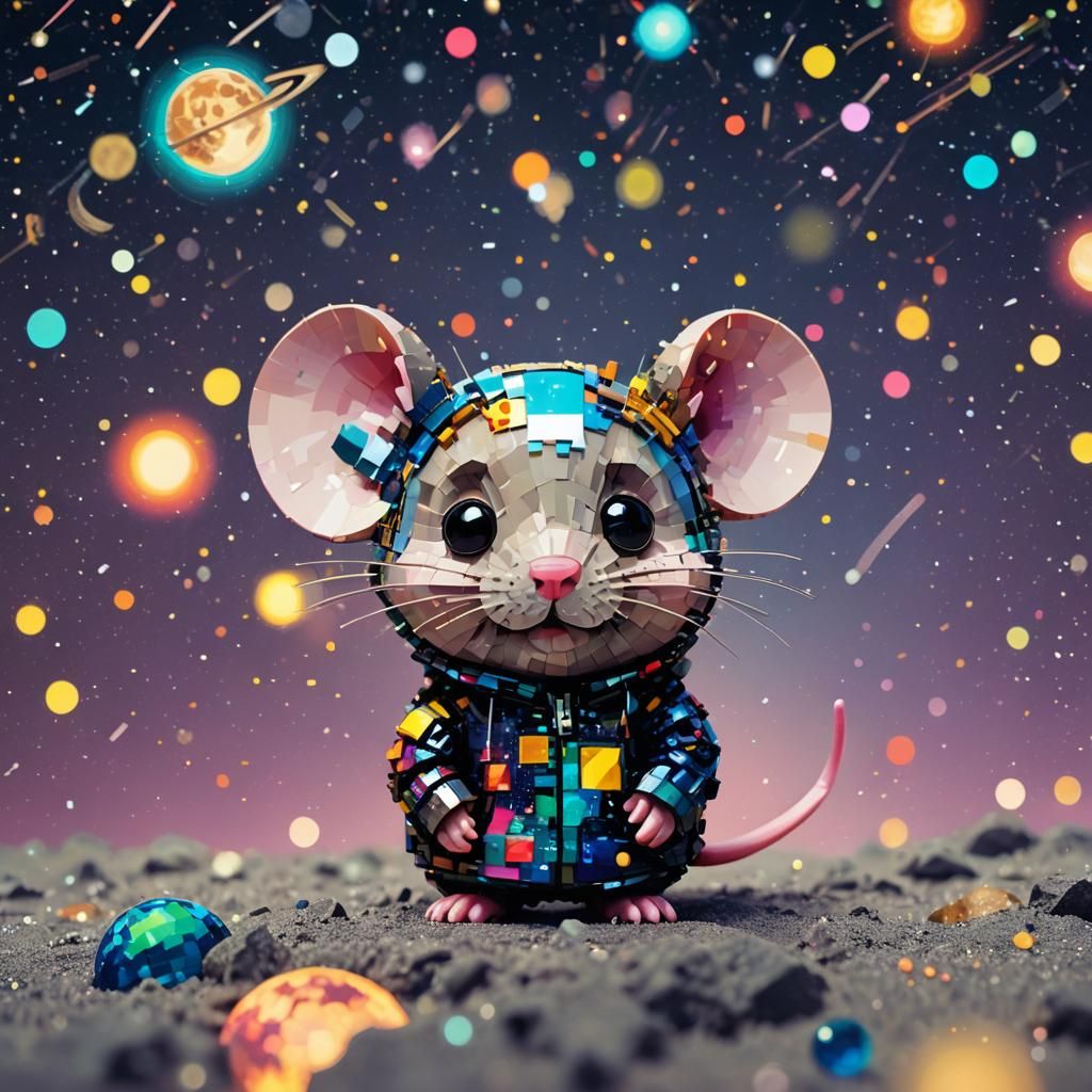 GLITCH ART :: ((chibi mouse in true glitch art style)), front face ...