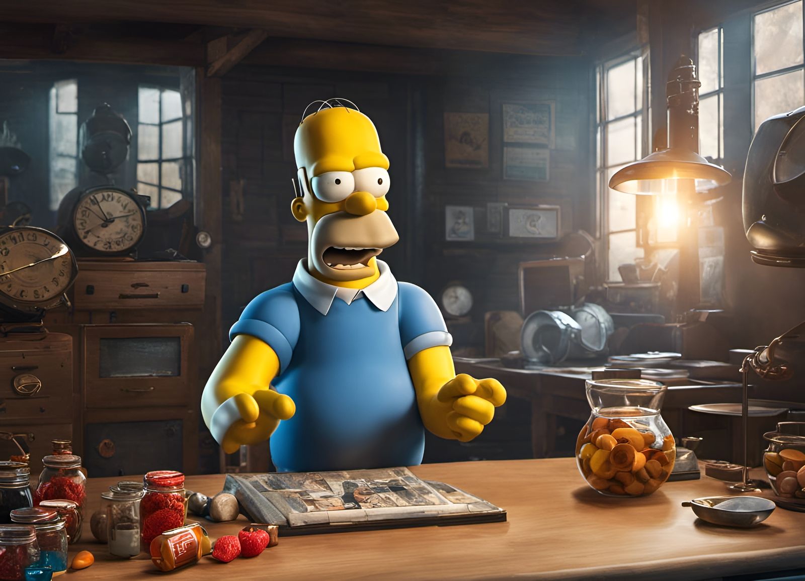 Homer Simpson Dr. Evil Mashup - AI Generated Artwork - NightCafe Creator