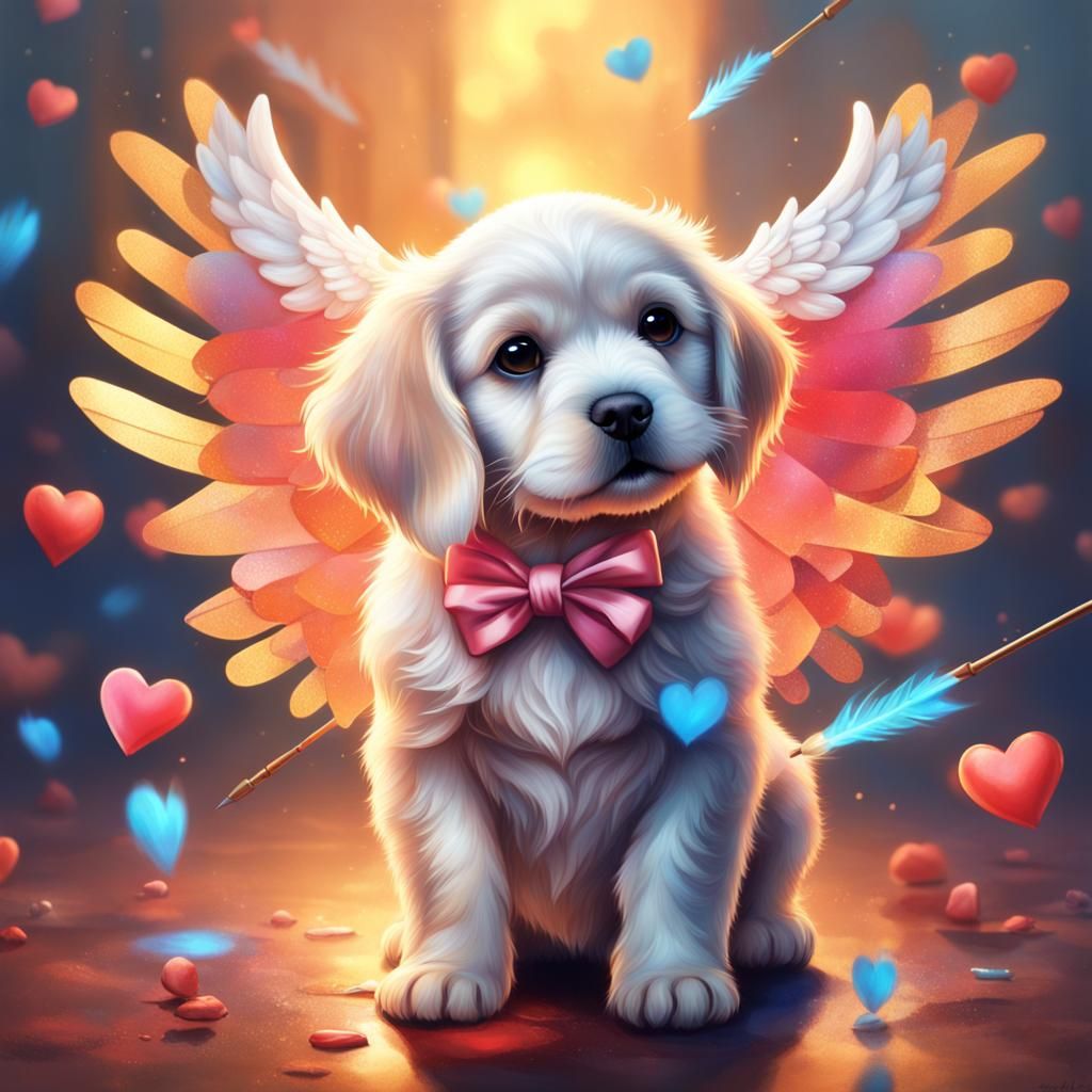 Angelic Pup 💞🐶🪽 - AI Generated Artwork - NightCafe Creator