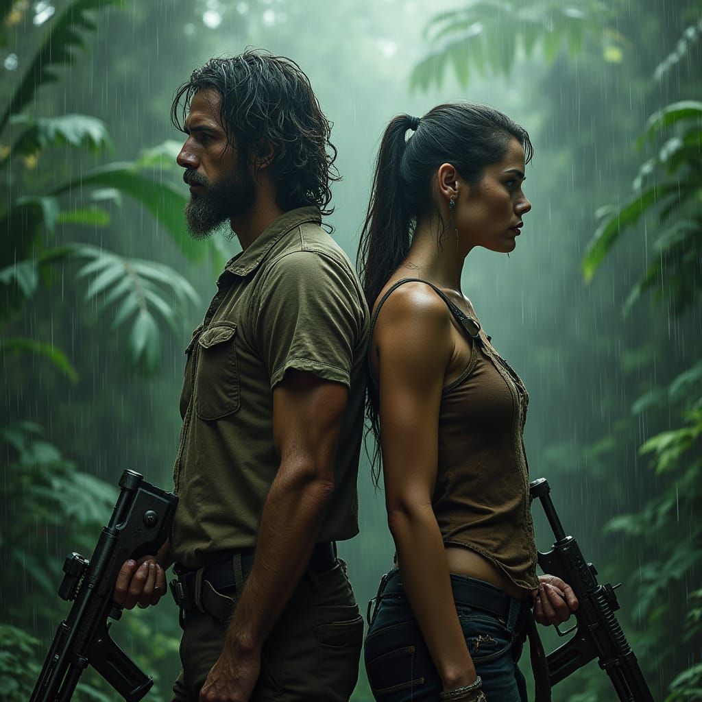 Gritty Movie Premiere Poster with Rugged Duo in St... - AI Art