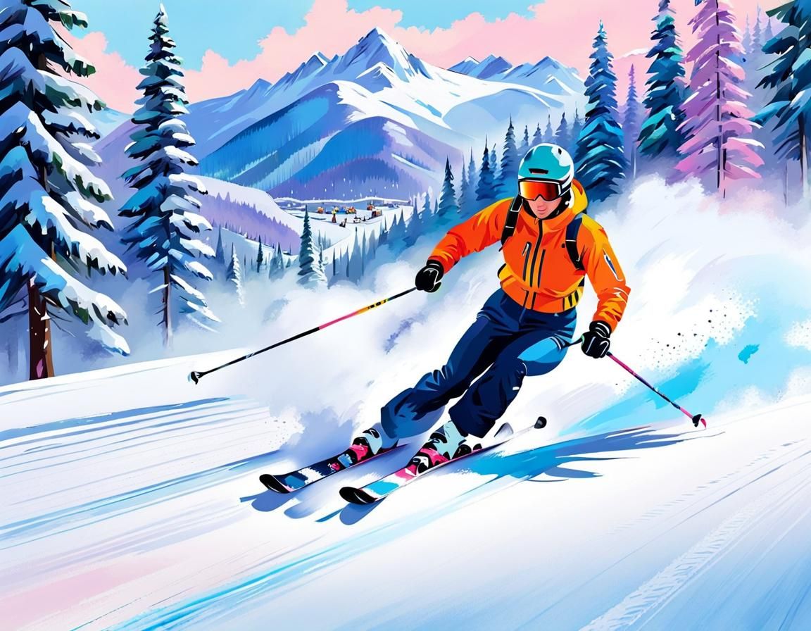 Early morning ski - AI Generated Artwork - NightCafe Creator