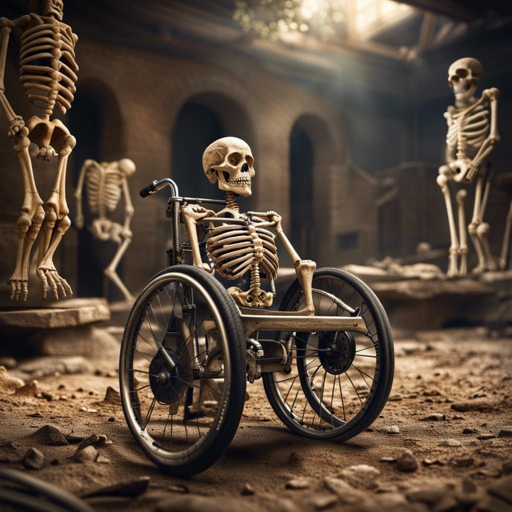 archaeological dig site of an skeleton of a disabled person in a ...