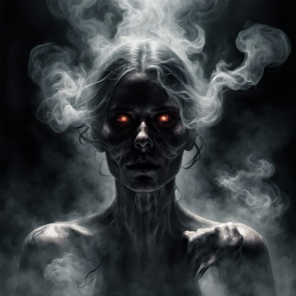Ethereal Shadow Entity Hides Behind Smoke - AI Art