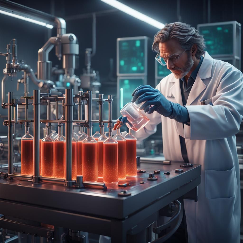 a brilliant scientist in a advance ai lab working on a strange device ...