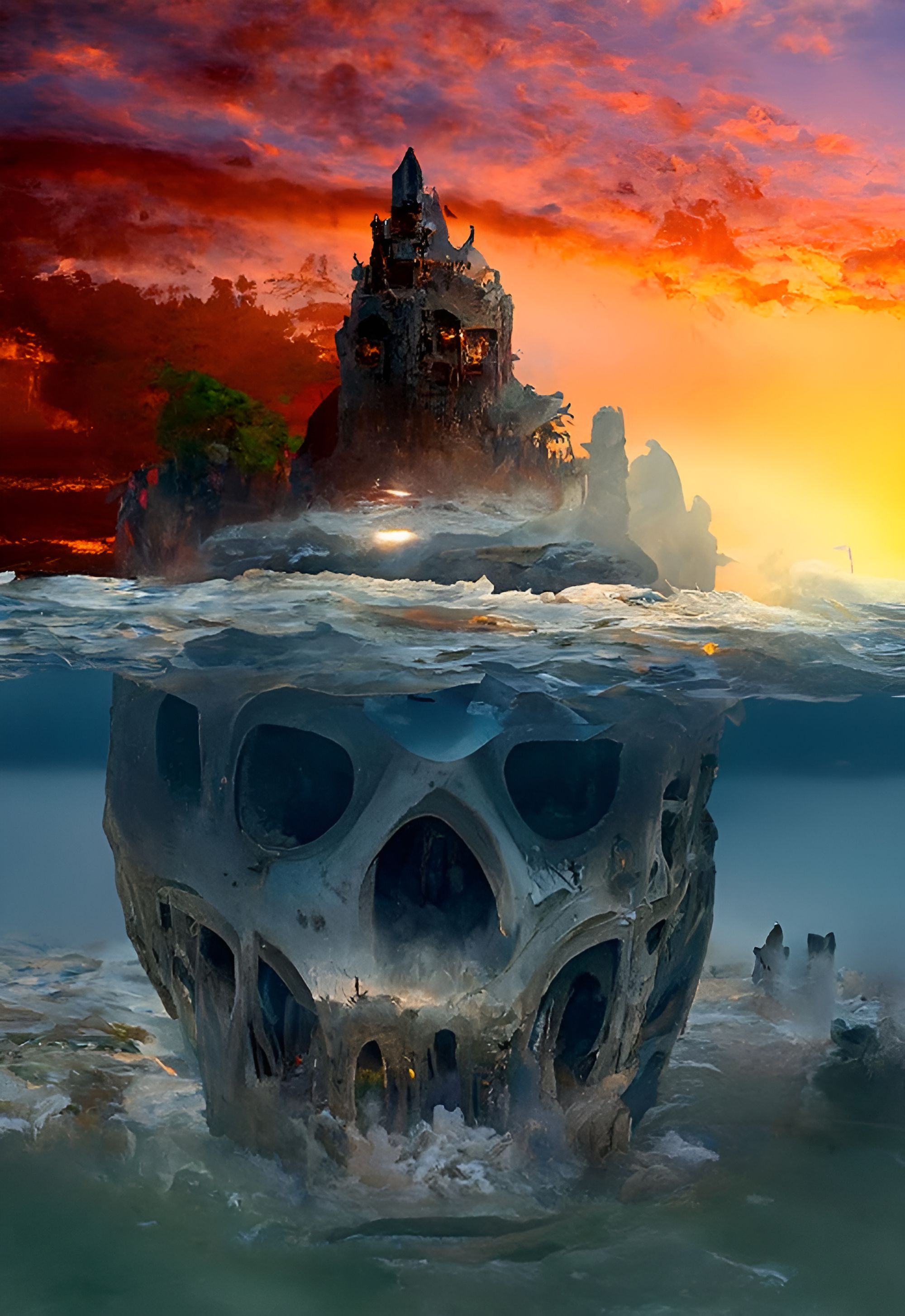 A castle on a tropical island : r/nightcafe