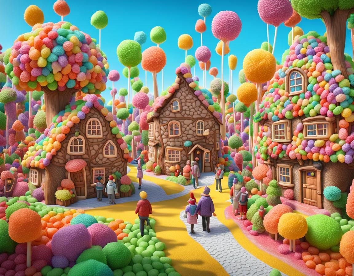 'Candy Village' - AI Generated Artwork - NightCafe Creator