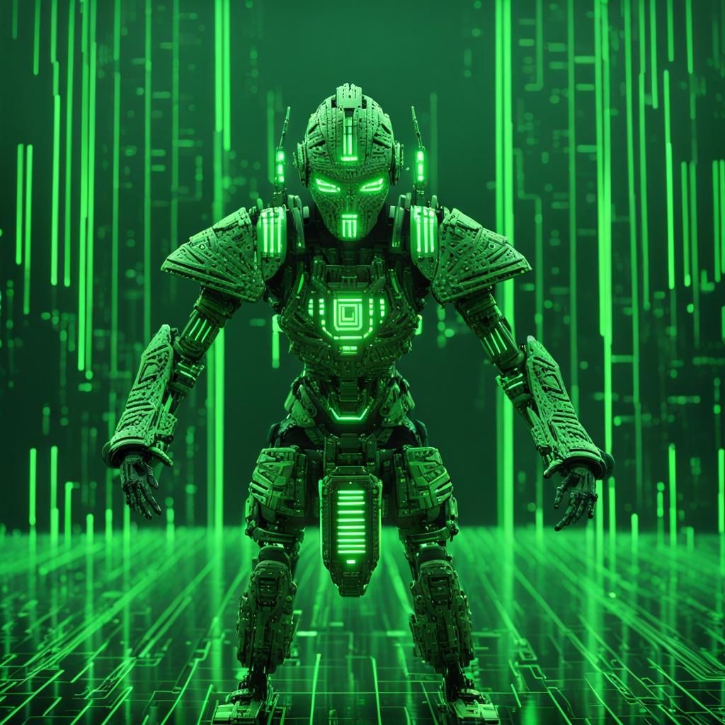 Stunning, running and jumping Cybernetic aztec warrior By Battle droid ...