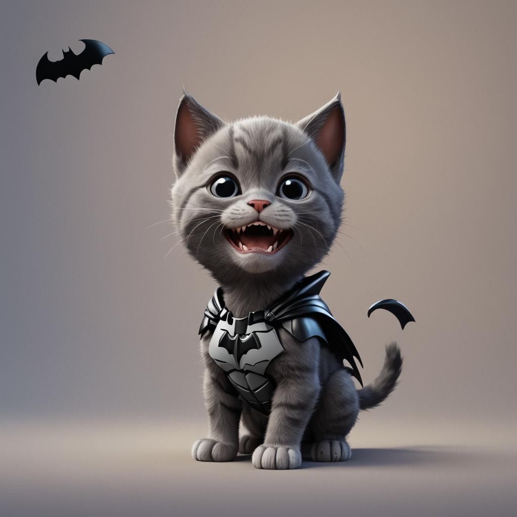 Kitten As Batman - AI Generated Artwork - NightCafe Creator
