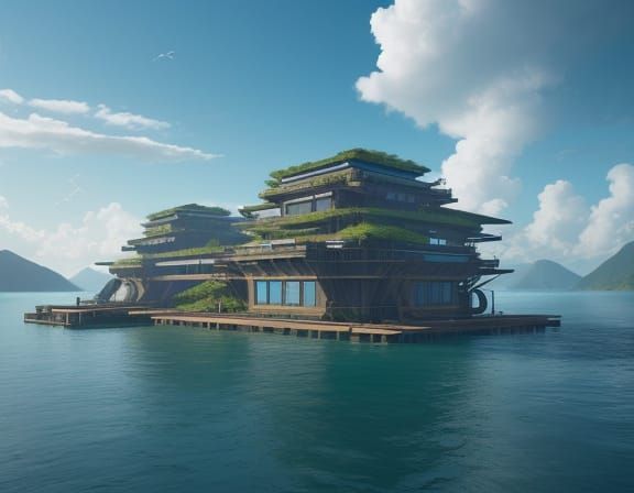 A floating GAIA-friendly settlement using clean energy and surrounded ...