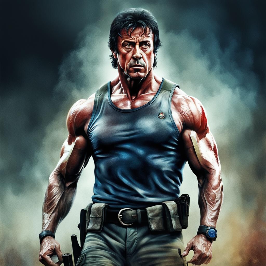 Sylvester Stallone as Rambo - AI Generated Artwork - NightCafe Creator