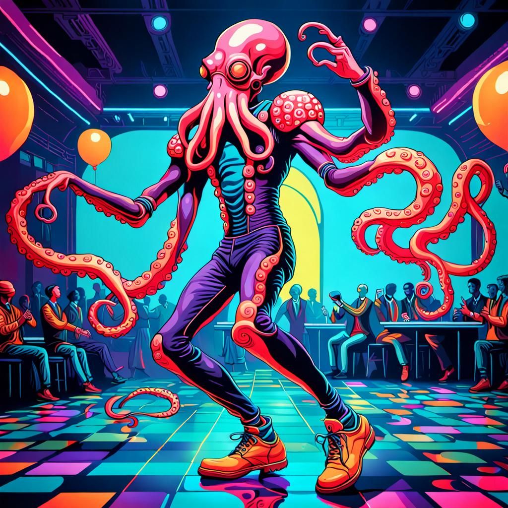OctoMan at disco - AI Generated Artwork - NightCafe Creator