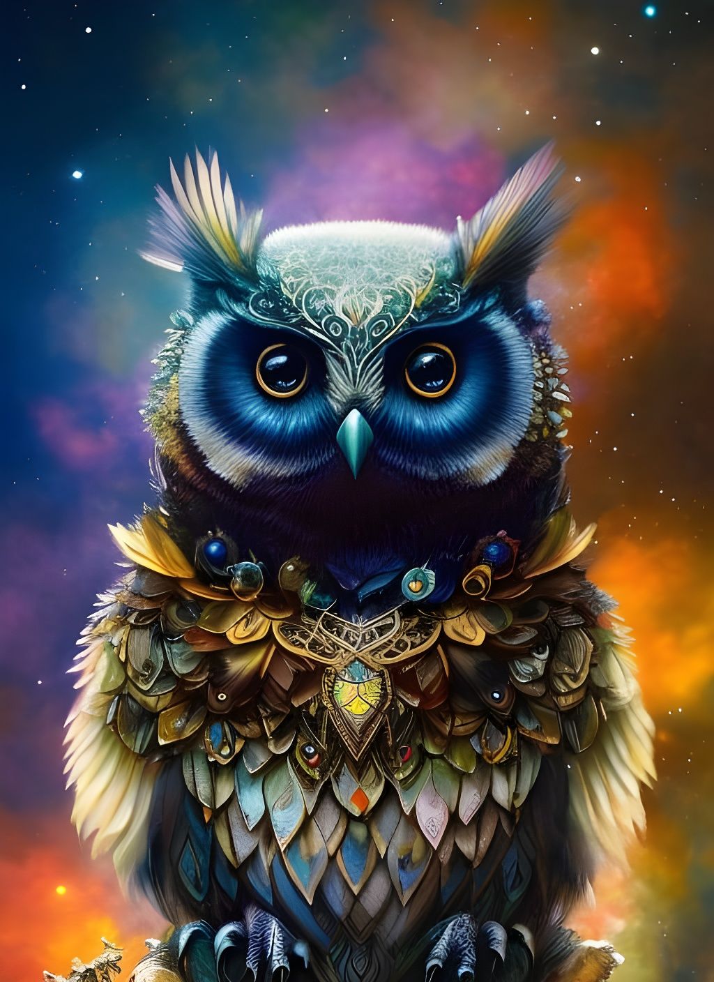 Cosmic Space Owl - AI Generated Artwork - NightCafe Creator