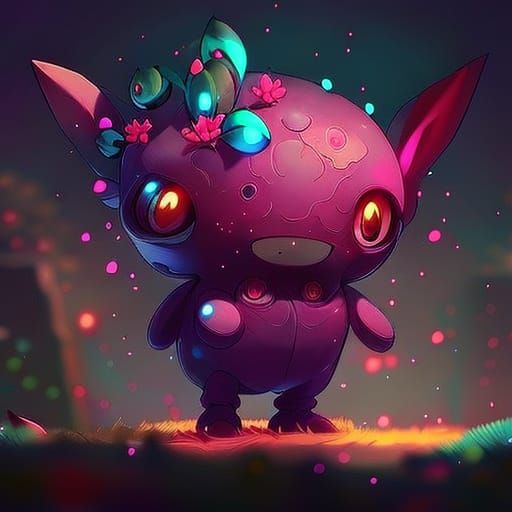 "cute tiny pokemon creature!!! Flowers!! Cosmic aura!!", hyperdetailed ...