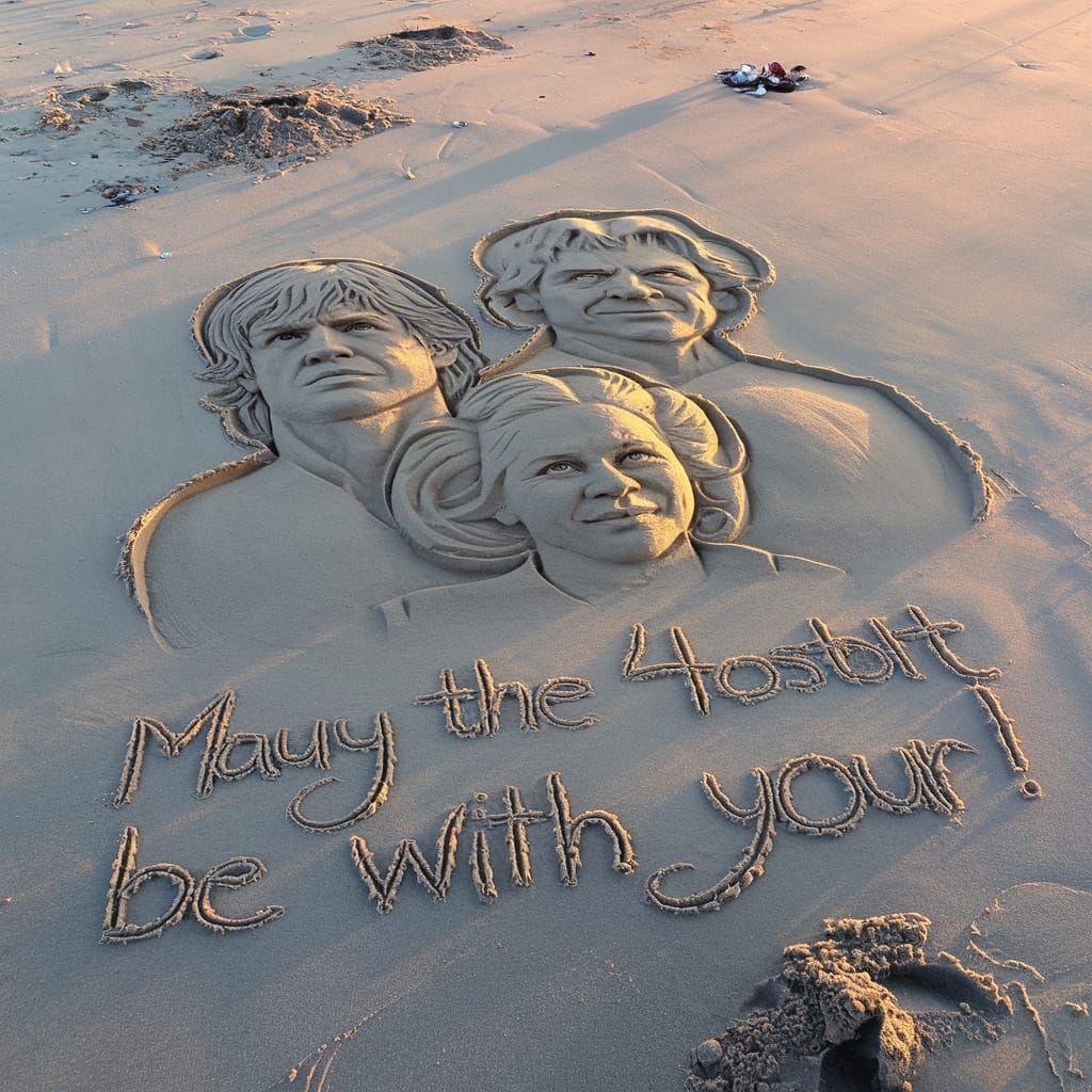 Golden Hour Sand Art Portrait of Star Wars Heroes - AI Art