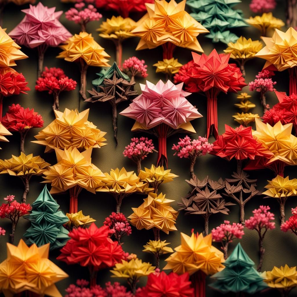 Origami forest. - AI Generated Artwork - NightCafe Creator