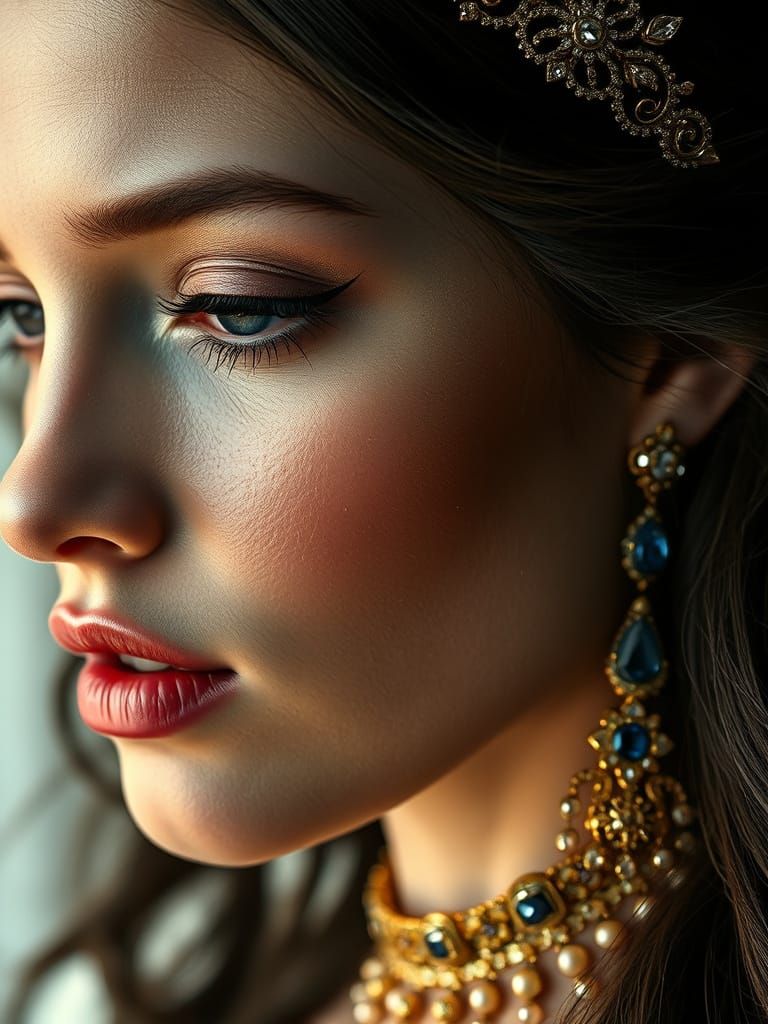 Close up of a beautiful woman crying. Tears. Wearing beautiful ...