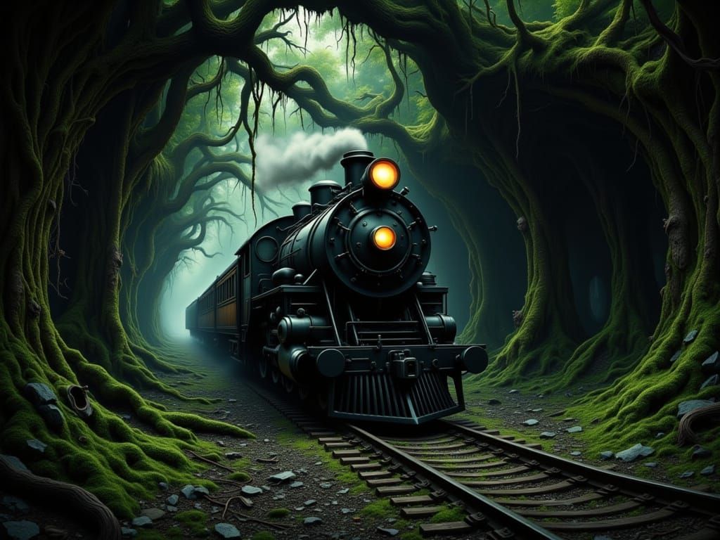 Surreal Liminal Space: Haunted Train Descends into... - AI Art