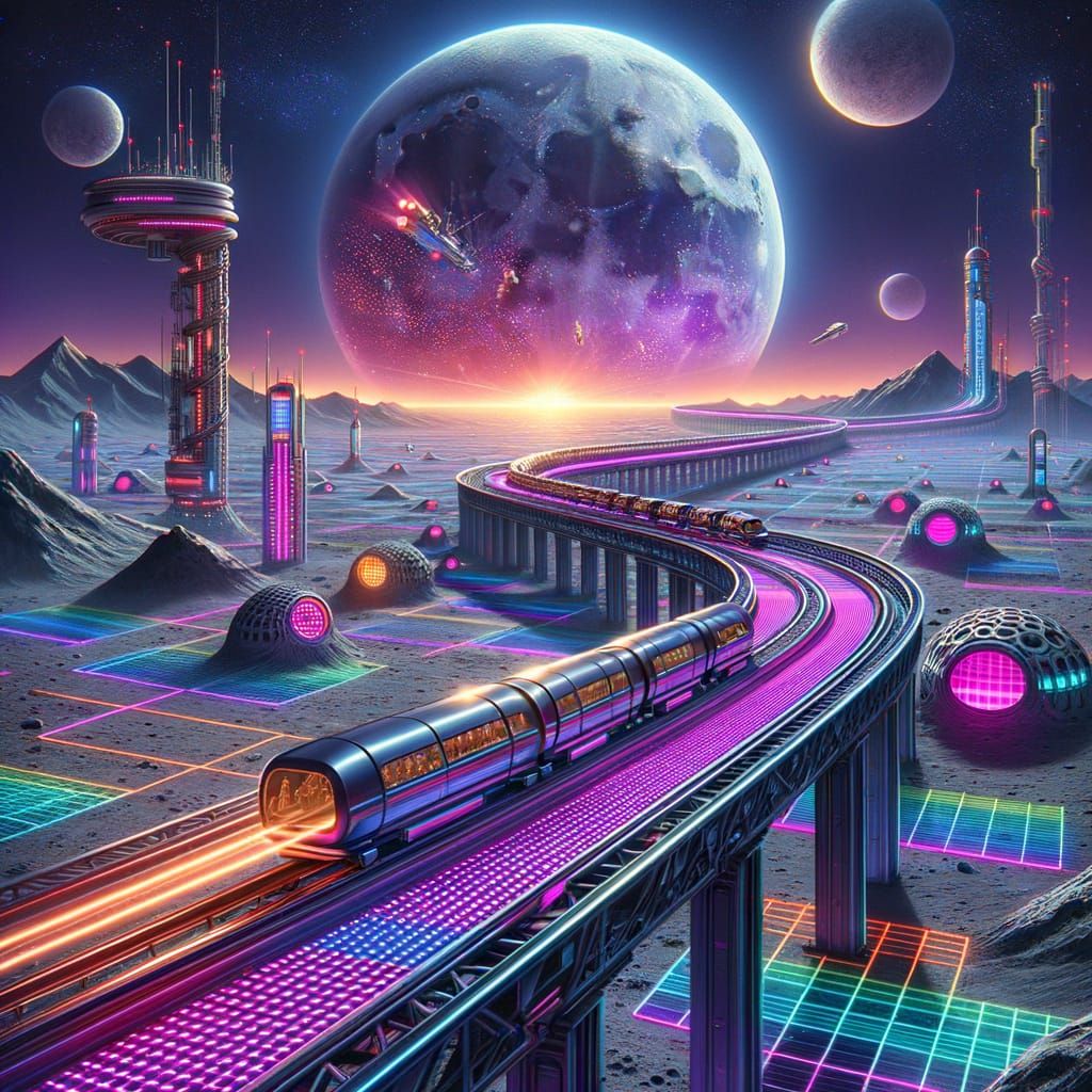 Futuristic Maglev Rollercoaster Transcends Moonsca... - AI Art