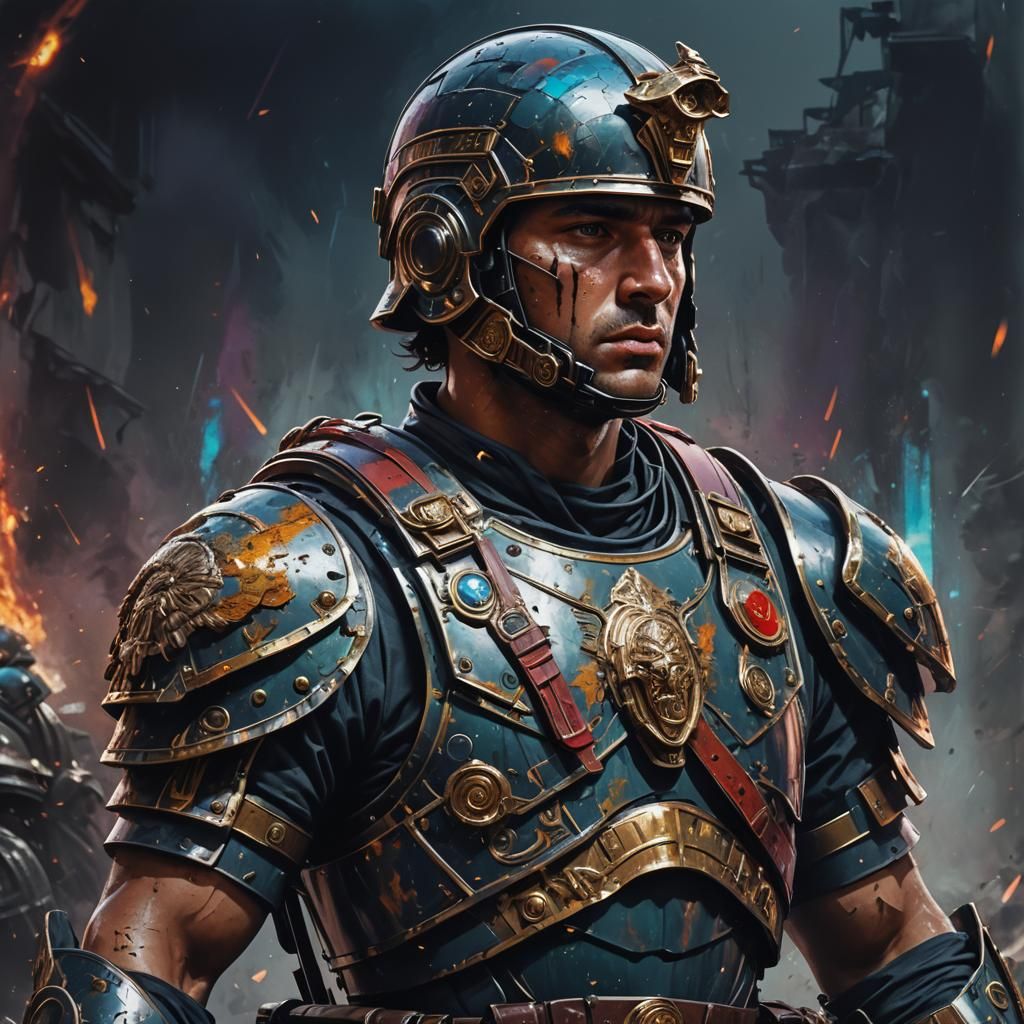 Futuristic roman soldier, dark colours. - AI Generated Artwork ...