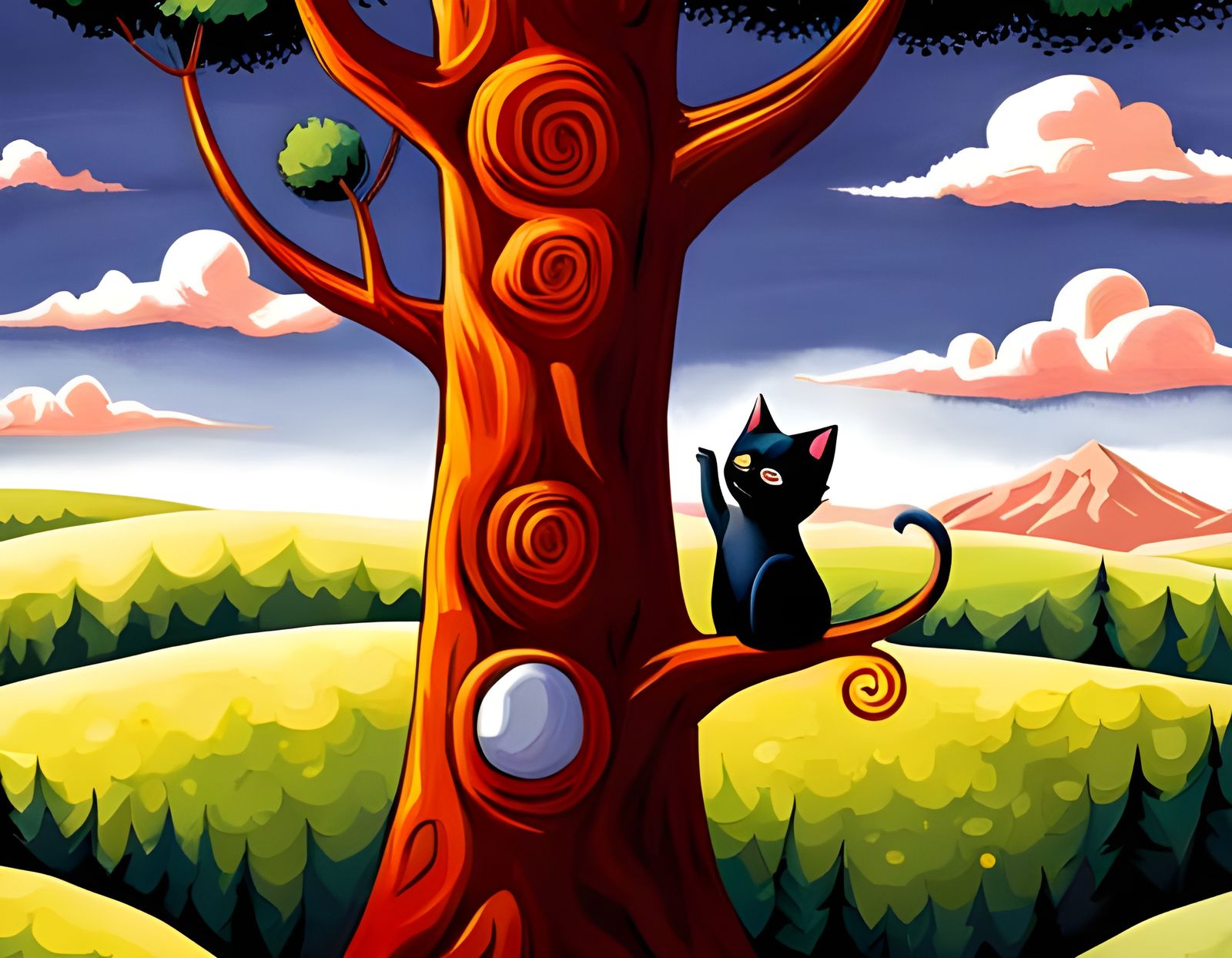 cat climbing a tree - AI Generated Artwork - NightCafe Creator