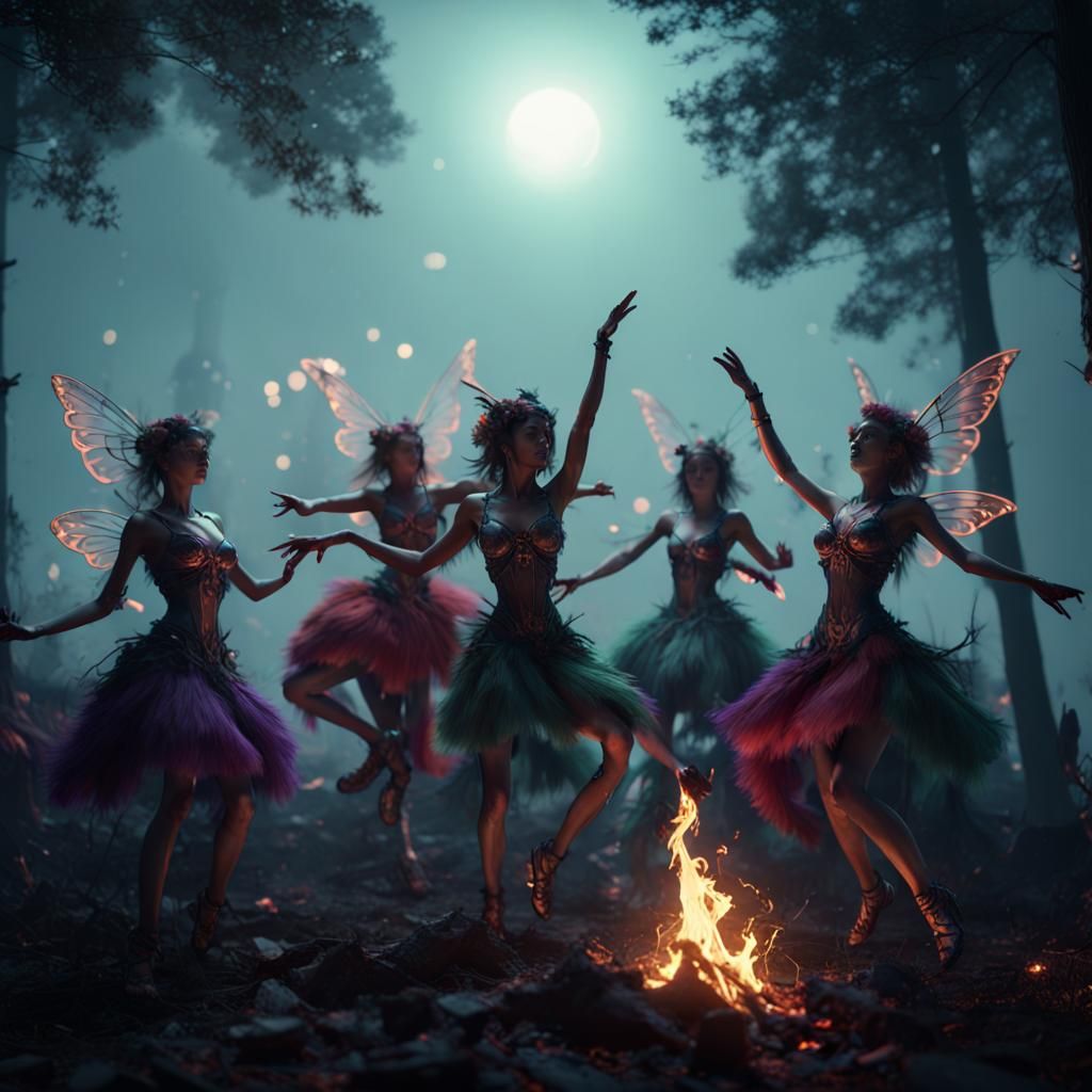 faeries on a summer night - AI Generated Artwork - NightCafe Creator