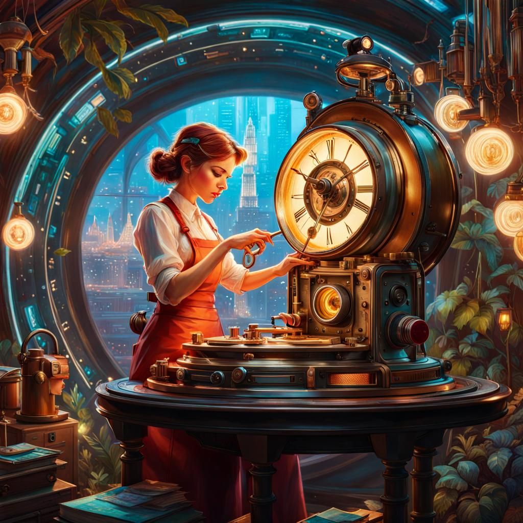 working on time machine - 1 - AI Generated Artwork - NightCafe Creator