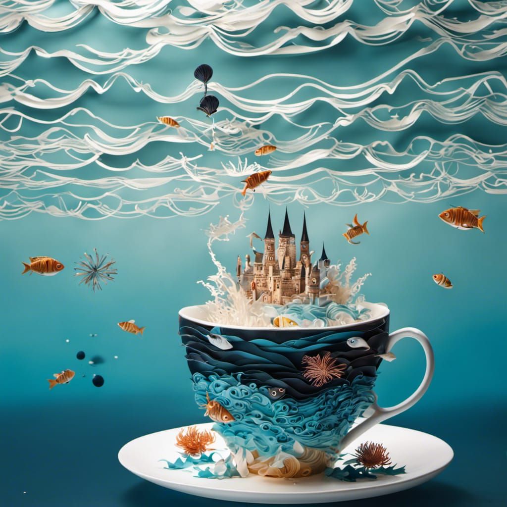 Paper quilling tea cup - AI Generated Artwork - NightCafe Creator