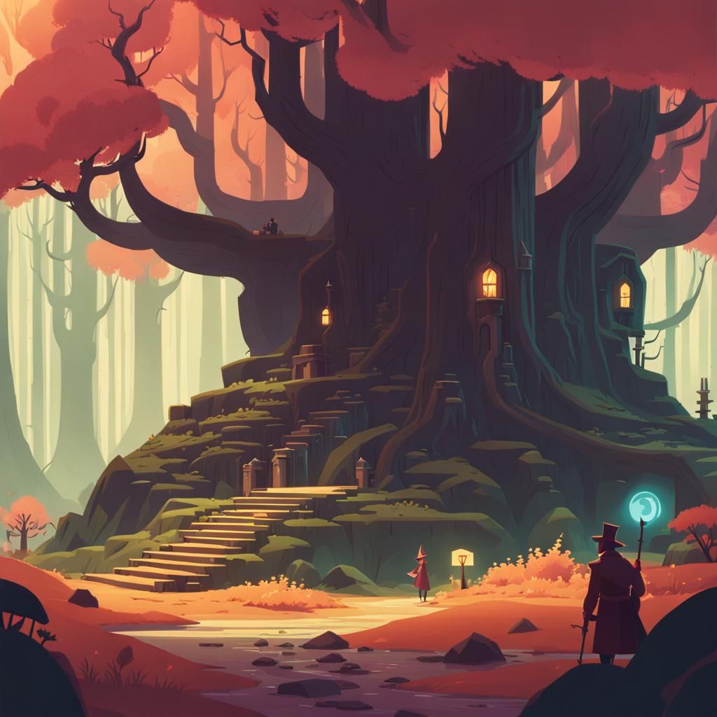 Eldritch forest, concept art in the style of James Gilleard - AI Generated Artwork - NightCafe ...