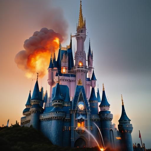 Disney Castle, on fire - AI Generated Artwork - NightCafe Creator