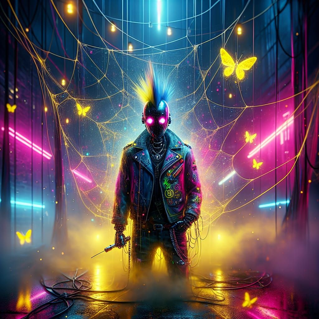 surrealist digital oil painting print portrait of punk android ...