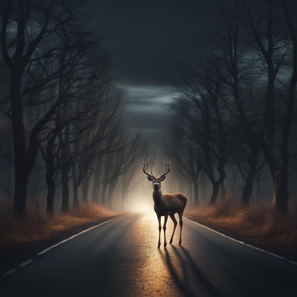 Deer At Night - AI Generated Artwork - NightCafe Creator
