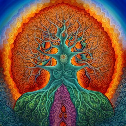 Creepy Tree of Life, by artist "Alex Grey", 8k resolution, Highly ...