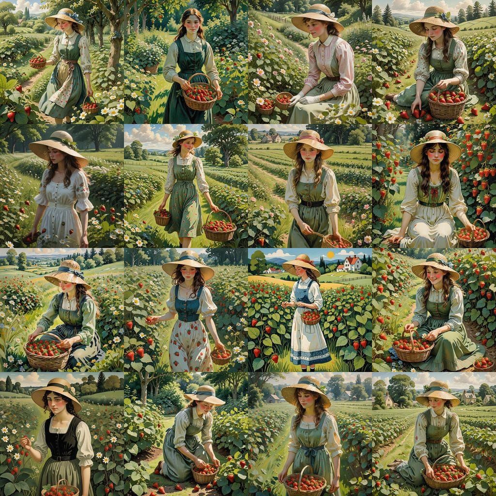 Woman picking strawberries - Woman Harvests Fresh Strawberri...